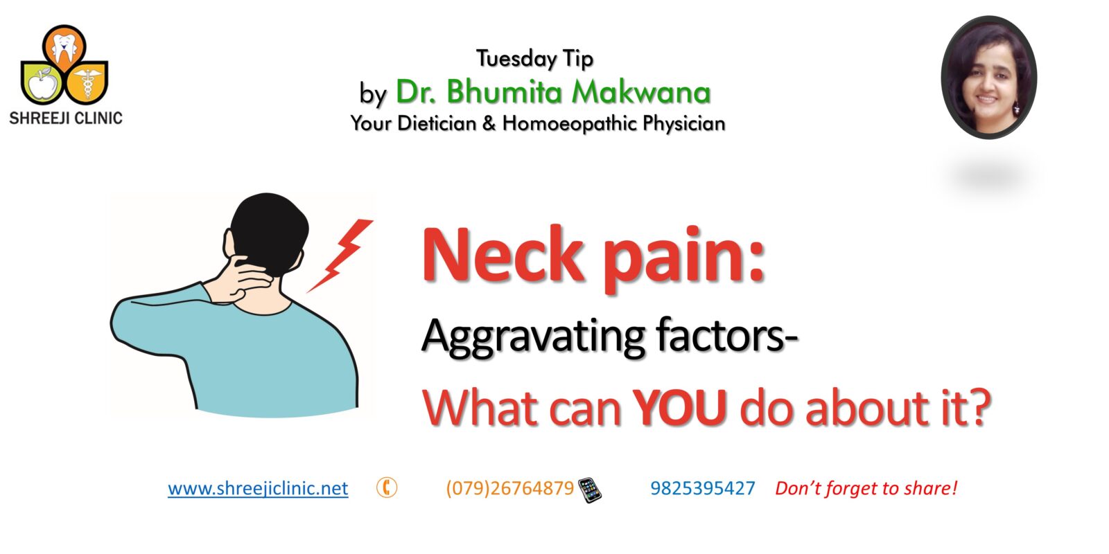 Neck pain: Aggravating factors- What can YOU do about it? – Shreeji Clinic